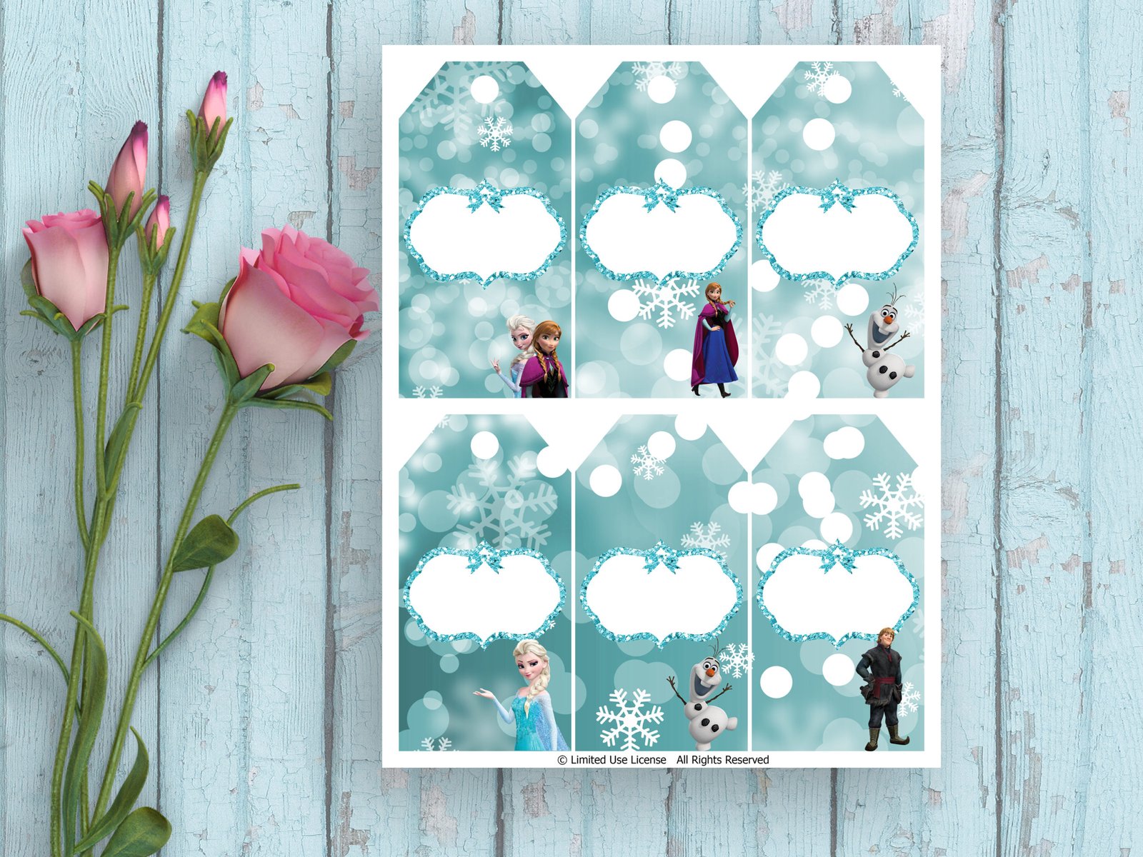 Frozen-Printable Tags Sparkling Frame - Its Your Party